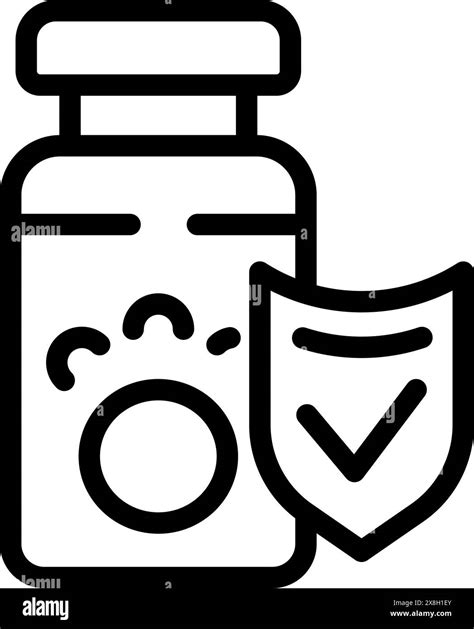 Line Art Illustration Of A Medicine Bottle With A Protective Shield