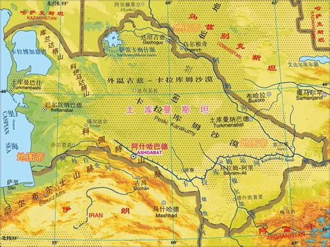 亚洲各国地形图 中亚五国 知乎