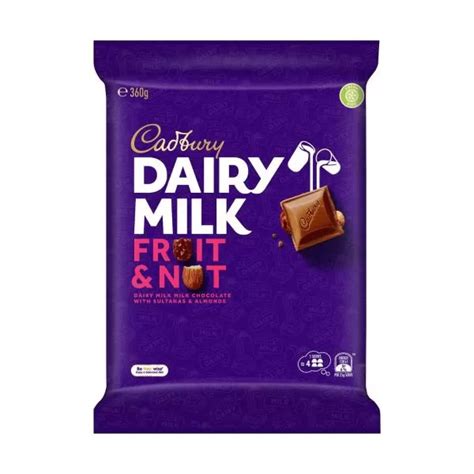 Calories In Cadbury Dairy Milk Fruit And Nut Large Chocolate Block