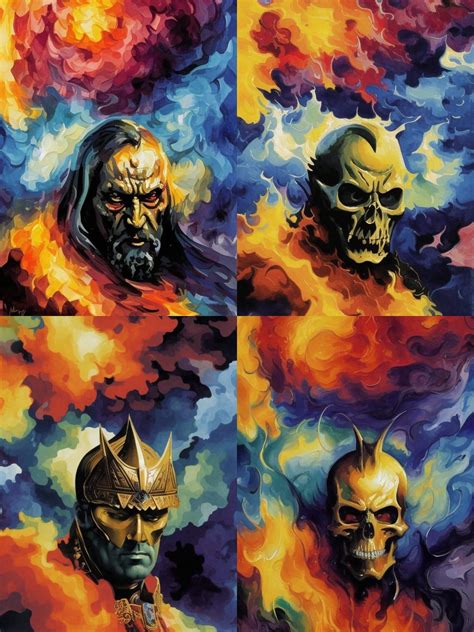 The Dark Lord In Gouache Style Watercolor Museum Epic Impressionist