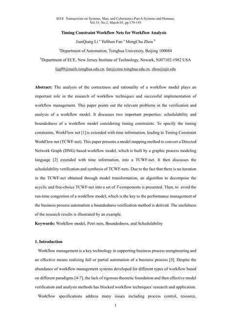 Pdf Timing Constraint Workflow Nets For Workflow Analysis