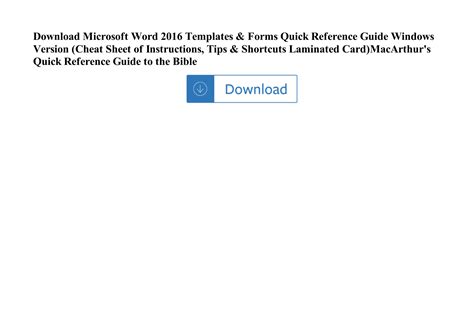 2016 S And Forms Quick Reference Guide Windows Version Cheat Sheet Of