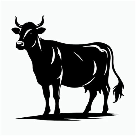 Vector De Silueta De Vaca Sobre Un Fondo Blanco Vector Premium