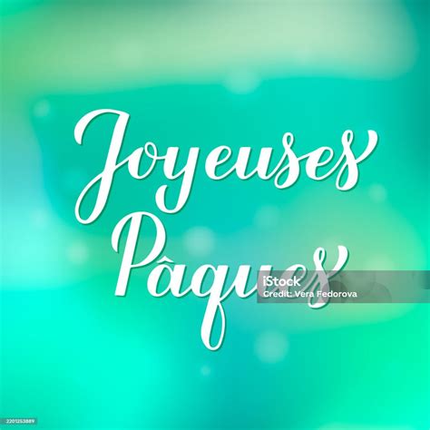 행복한 부활절 서예 녹색 그라데이션 배경에 프랑스어로 된 손글씨 부활절 축하 타이포그래피 포스터 배너 인사말 카드 배너 등에 대한 벡터 템플릿 검색에 대한 스톡 벡터 아트