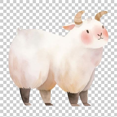투명한 배경에 고립 된 귀여운 염소 일러스트 Png 프리미엄 Psd 파일