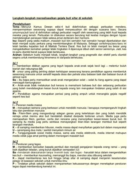 Karangan Kesan Buli Punca Gejala Buli Dan Langkah Untuk Mengatasinya