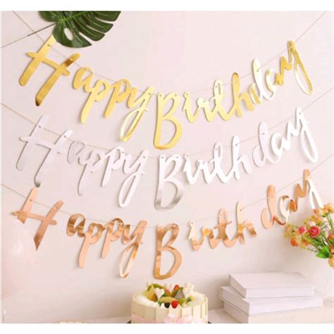 Happy Birthday Banner Bunting Script Cursive Banner Shopee Philippines