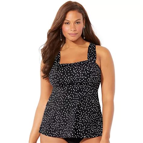 Swimsuits For All Womens Plus Size Tie Back Tankini Top