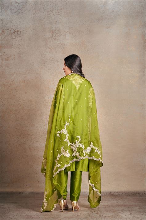 Buy Chic Olive Green Hand Embellished Kurta Set From Stotram Stotram