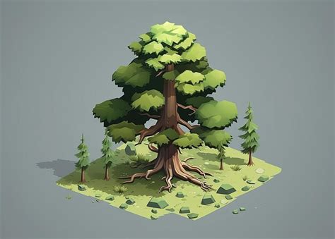 Premium Photo Symmetrical Isometric Tree On Clear Background