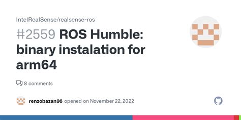Ros Humble Binary Instalation For Arm64 · Issue 2559 · Intelrealsense