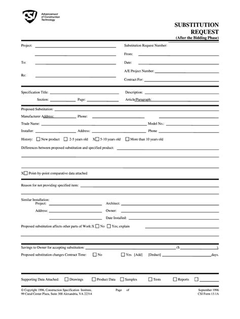 Csi Substitute Request Form After Bid Fill Out And Sign Printable Pdf Template Airslate Signnow
