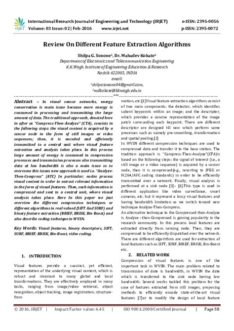 Review On Different Feature Extraction Algorithms