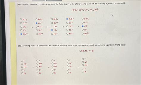 Solved A ﻿assuming Standard Conditions Arrange The