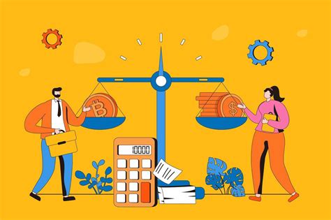 Cryptocurrency Exchange Web Concept In Flat 2d Design Man And Woman