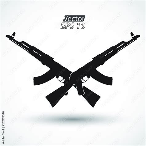 Crossed Silhouette Ak47 Assault Riffle Symbol Stock Vector Adobe Stock
