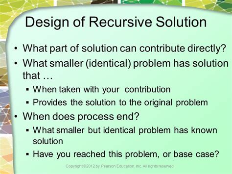 recursion chapter 7 copyright ©2012 by pearson education inc all