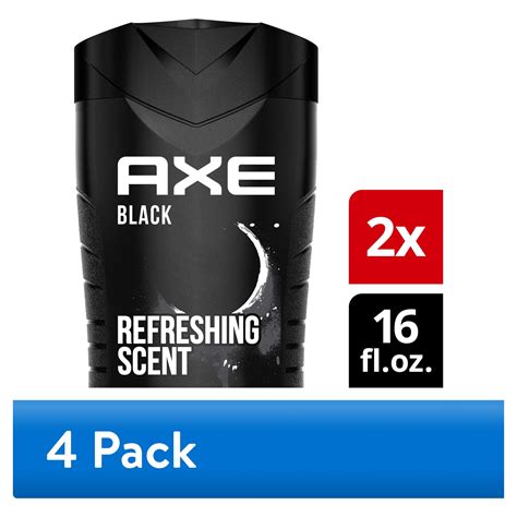 4 Pack Axe Black Refreshing Long Lasting Mens Body Wash Twin Pack