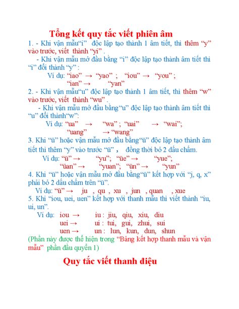Quy Tắc Viết Phiên âm Và Cách Viết Thanh điệu Tiếng Hán Tổng Kết Quy