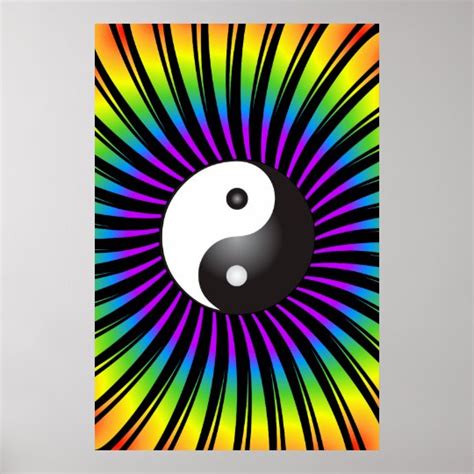 Trippy Poster Yin Yang Symbol And Spiral Design Poster