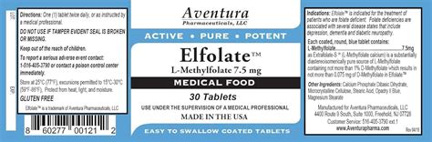 Elfolate 7 5mg L Methylfolate Supplement Doctor Recommended Professional Strength 30 Tablets