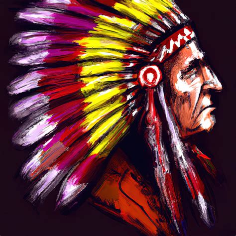 Native American Chief 05 Painting By Am Fineartprints Pixels