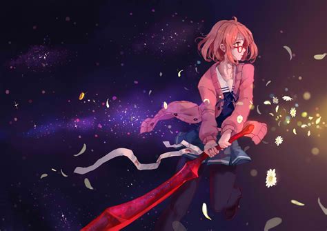 1920x1080 Kyoukai No Kanata Kuriyama Mirai Anime Girl With Glasses 