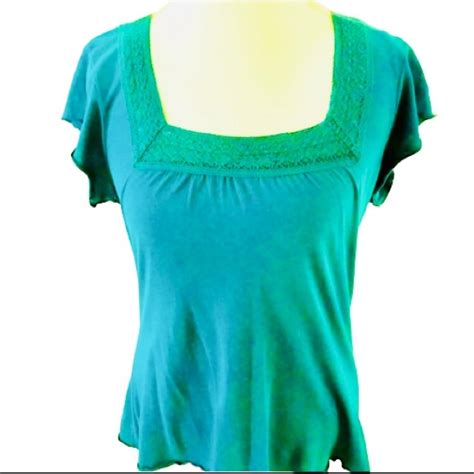 Old Navy Tops Emerald Green Lace Short Sleeved Top Poshmark