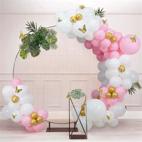Arche Ballon Anniversaire Rose Ballon Blanc Et Rose Decoration