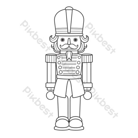 Outline Sketch Christmas Soldier Nutcracker Drawing Vector Png Images