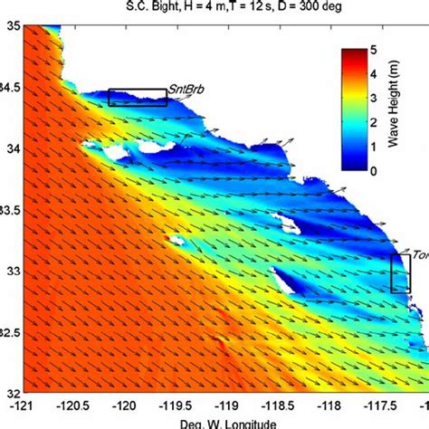 Example Wave Height And Direction Output From Swan Wave Transformation
