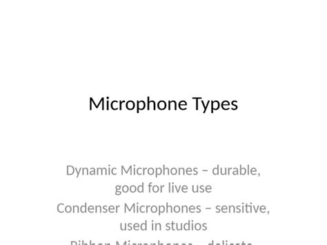 Sound Topic 1 Microphone Types Pdf