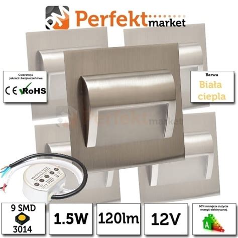 Zestaw 5 opraw schodowych LED z zasilaczem Perfekt Market oświetlenie LED
