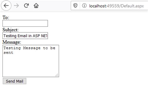 C Send Mail In ASP NET Web Form Using C QA With Experts