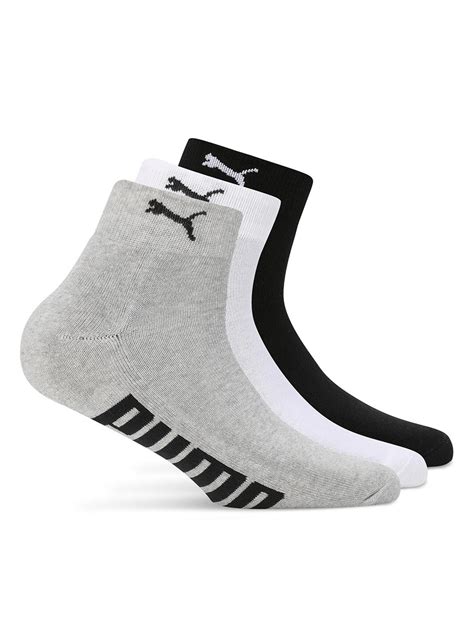 Buy Puma Unisex Pack Of 3 Patterned Cotton Ankle Length Socks Socks