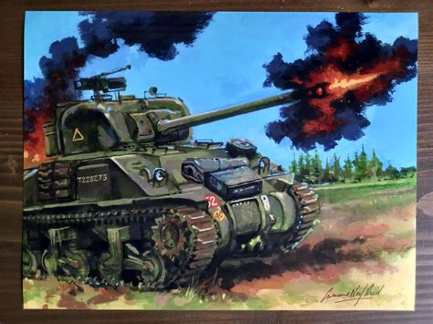 Sherman Firefly Tank Print Signed Letsgocommando