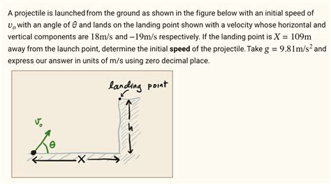 A Projectile Is Launched From The Ground As Shown In The Figure Below