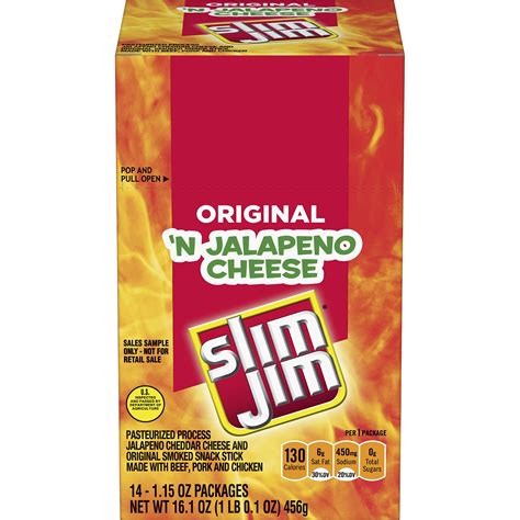 Slim Jim Original Beef Mmf7 Snack Stick N Jalapeno Cheese 15 Oz