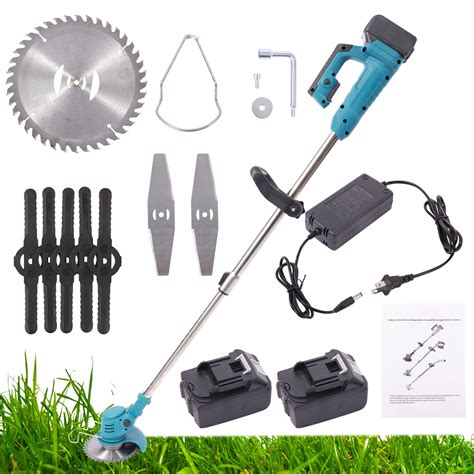 24v Cordless String Trimmer Weed Wacker With 2 Battery Fast Charger