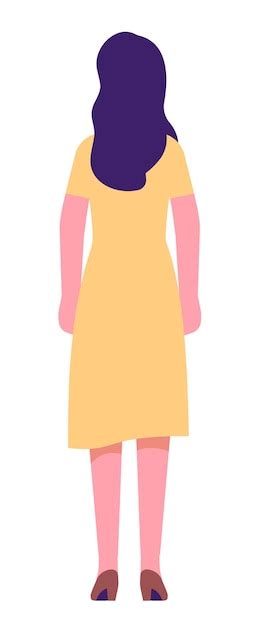 Mulher De Vestido Amarelo Vista Traseira Personagem Feminina De Desenho