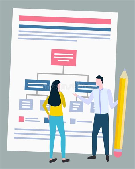 Infographic Or Graph Man And Woman Office Worker Stock Vector