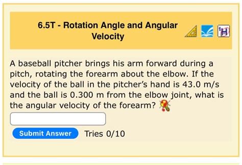 6 5t Rotation Angle And Angular Velocity A Baseball