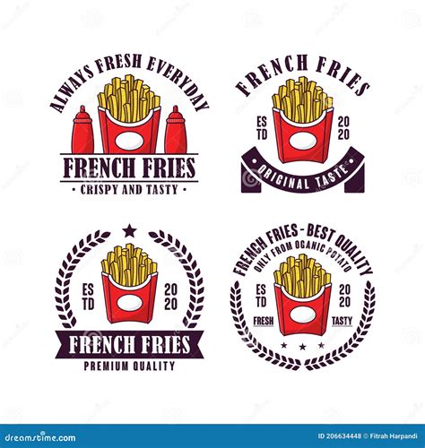 French Fries Vector Logo Collection Stock Vector Illustration Of Ketchup Fresh