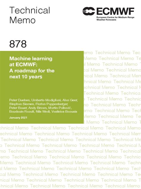 Machine Learning Ecmwf Roadmap Next 10 Years Pdf Machine Learning Artificial Intelligence