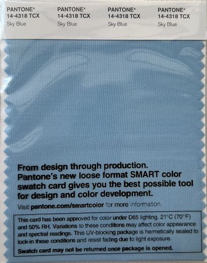 Pantone TCX Cotton Swatch Card 14 4318 TCX Sky Blue