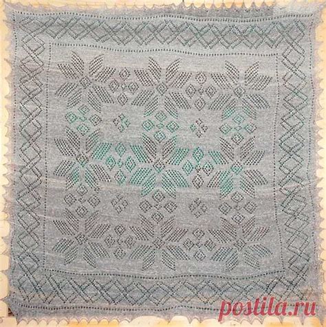 Вязаный ажурный платок спицами Звезда Алатырь Схема и описание Плат Вязание уроки схемы
