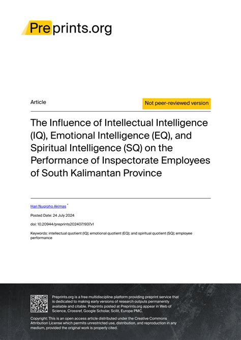 Pdf The Influence Of Intellectual Intelligence Iq Emotional
