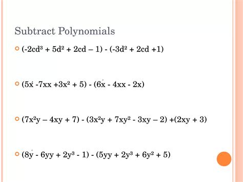 Adding And Subtracting Polynomials Ppt