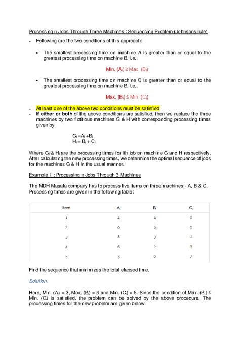 Copy Of Chapter 7 Job Sequencing Johnson Rule Three Machines