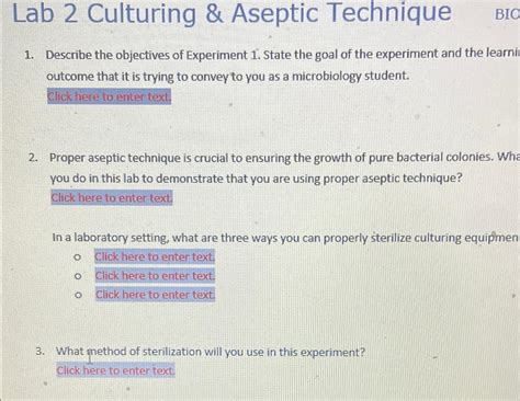 Solved Lab 2 Culturing Aseptic TechniqueDescribe The Chegg